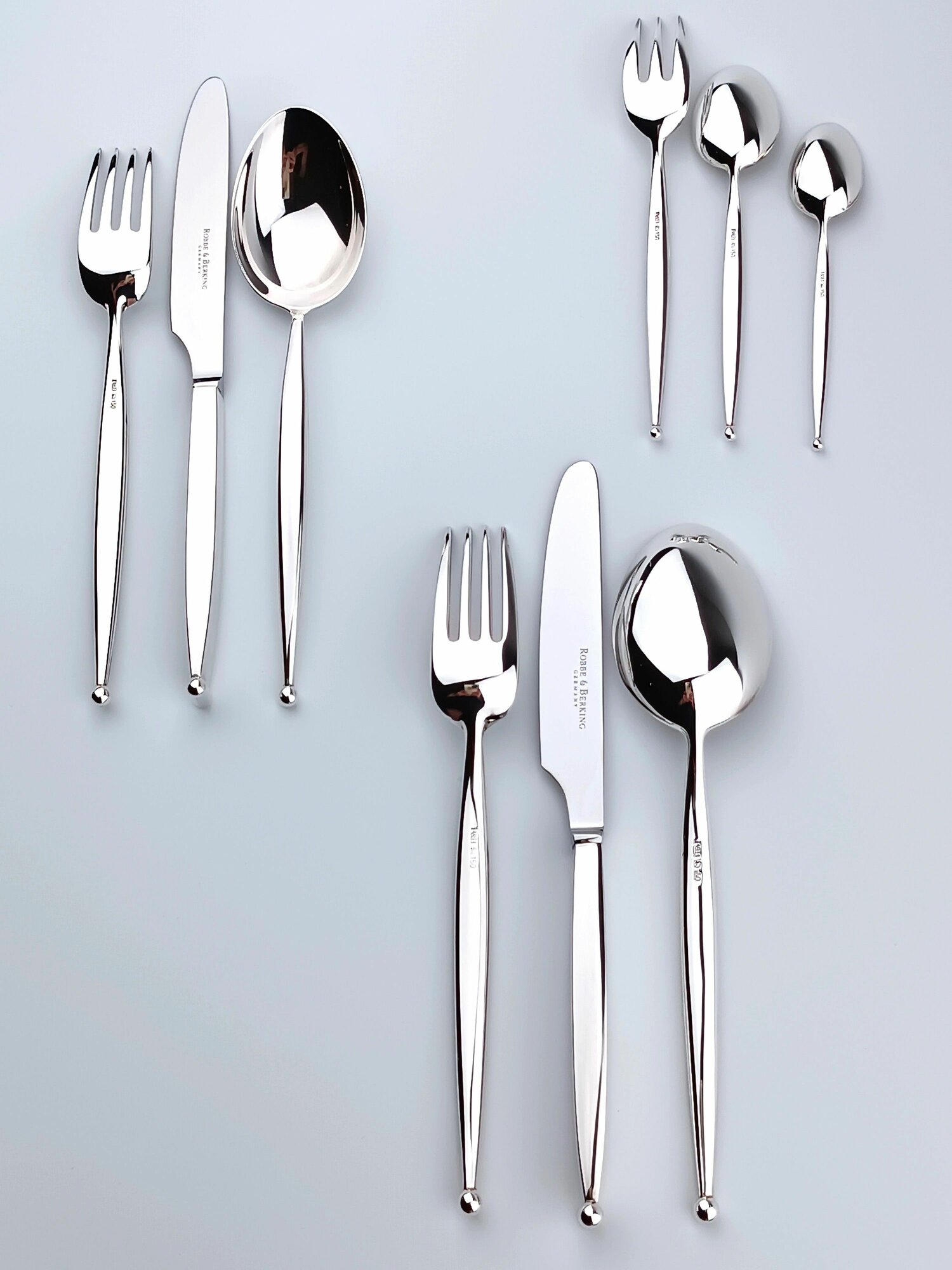 Набор столовых приборов GIO Robbe & Berking, Германия, на 1 персону, 9 предметов, посеребрение