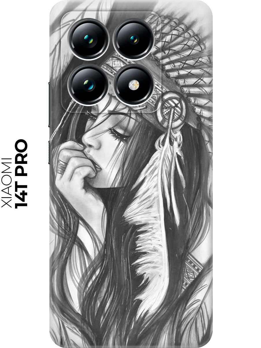 Силиконовый чехол на Xiaomi 14T Pro с принтом "Эскиз девушки"