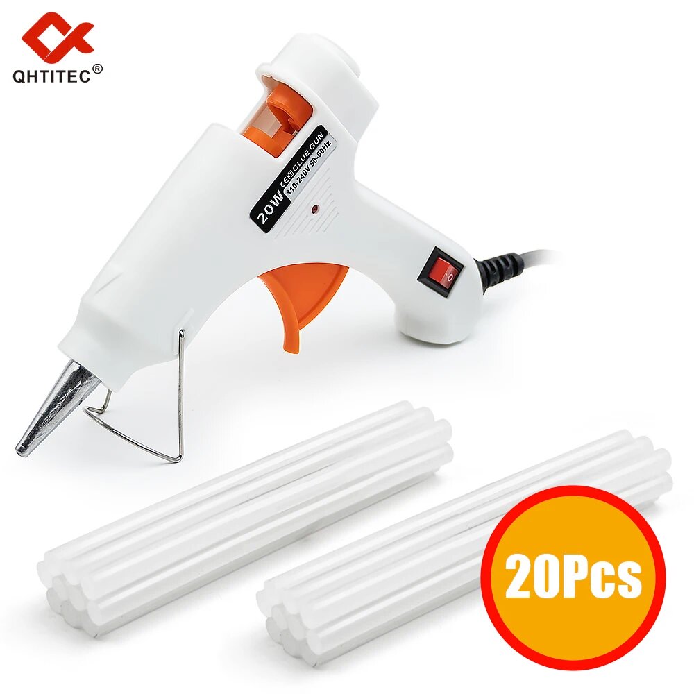 QHTITEC Термоклеевой пистолет 20 Вт ЕС, white with 20pc glue