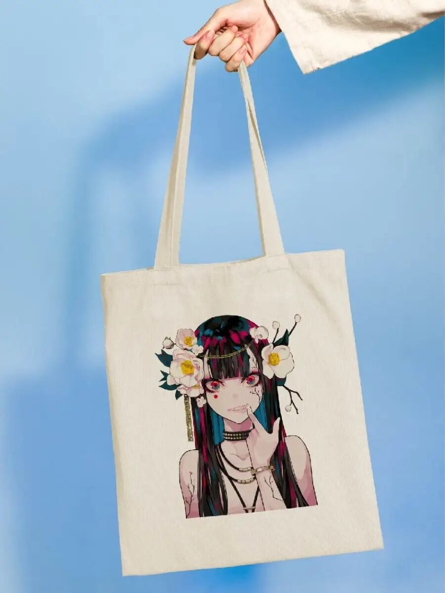 Сумка шоппер  с принтом аниме девушка