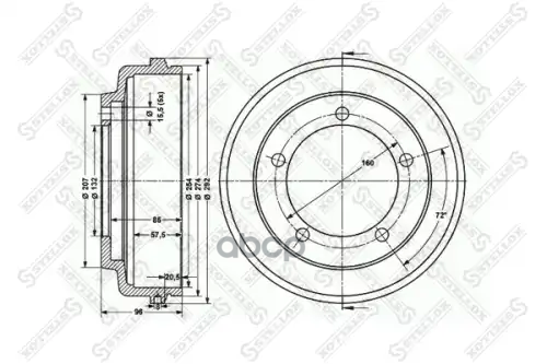 Барабан тормозной FORD Transit All 00> RWD Stellox арт. 6026-2511-SX