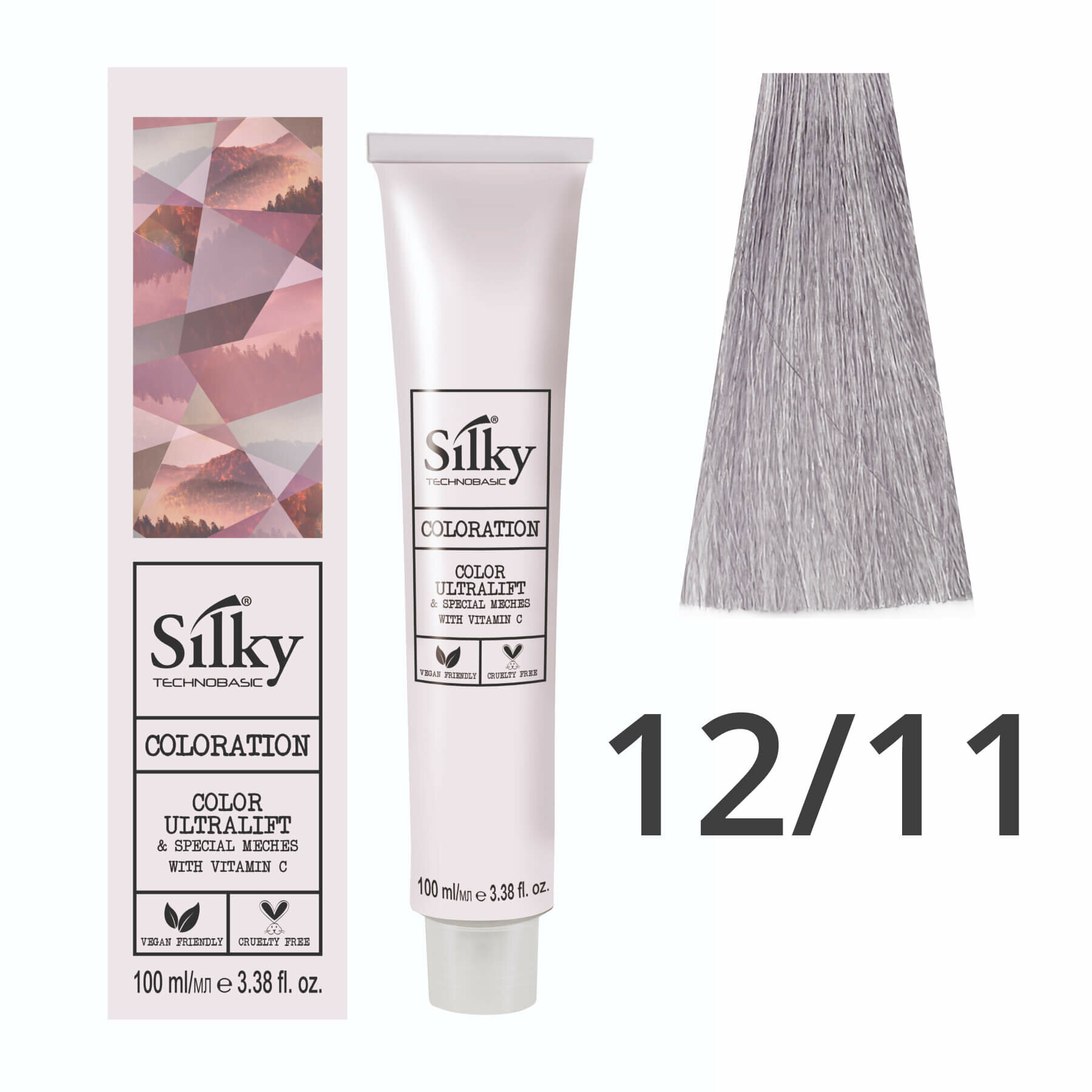 Краска для волос осветляющая профессиональная Silky Color Vive/Ultralift 12/11 Супер блонд Пепельный интенсивный, 100 мл