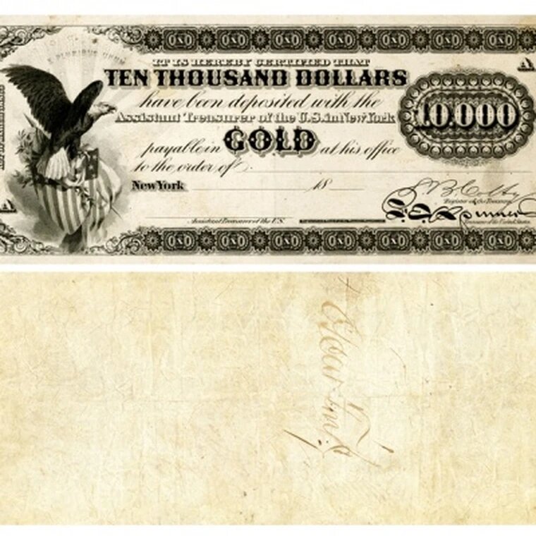 10000 долларов 1863 США золотой сертификат, сувенирная копия, банкноты и купюры редкие коллекционные