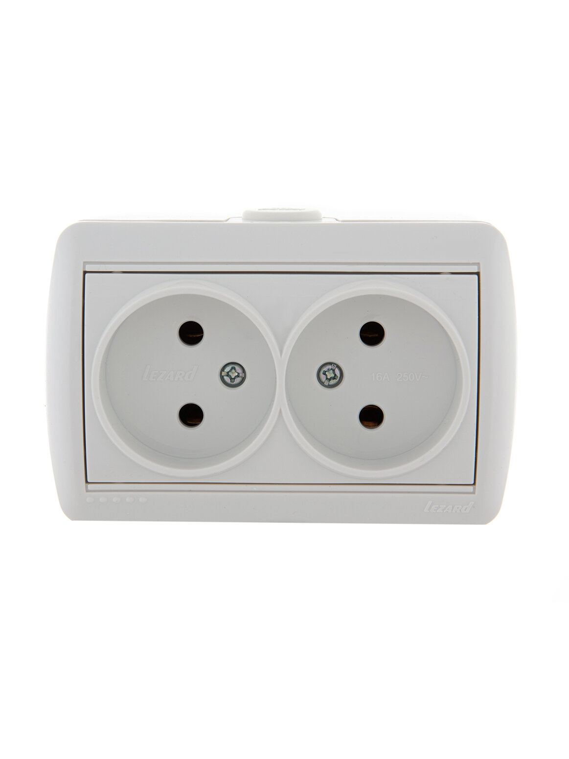 NATA Розетка двойная б/з закрытый корпус керамика белый