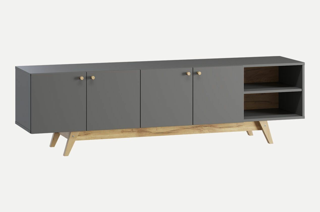 Тумба под телевизор напольная Divan.ru Имин-3 Серый 180х42х51 см, ЛДСП