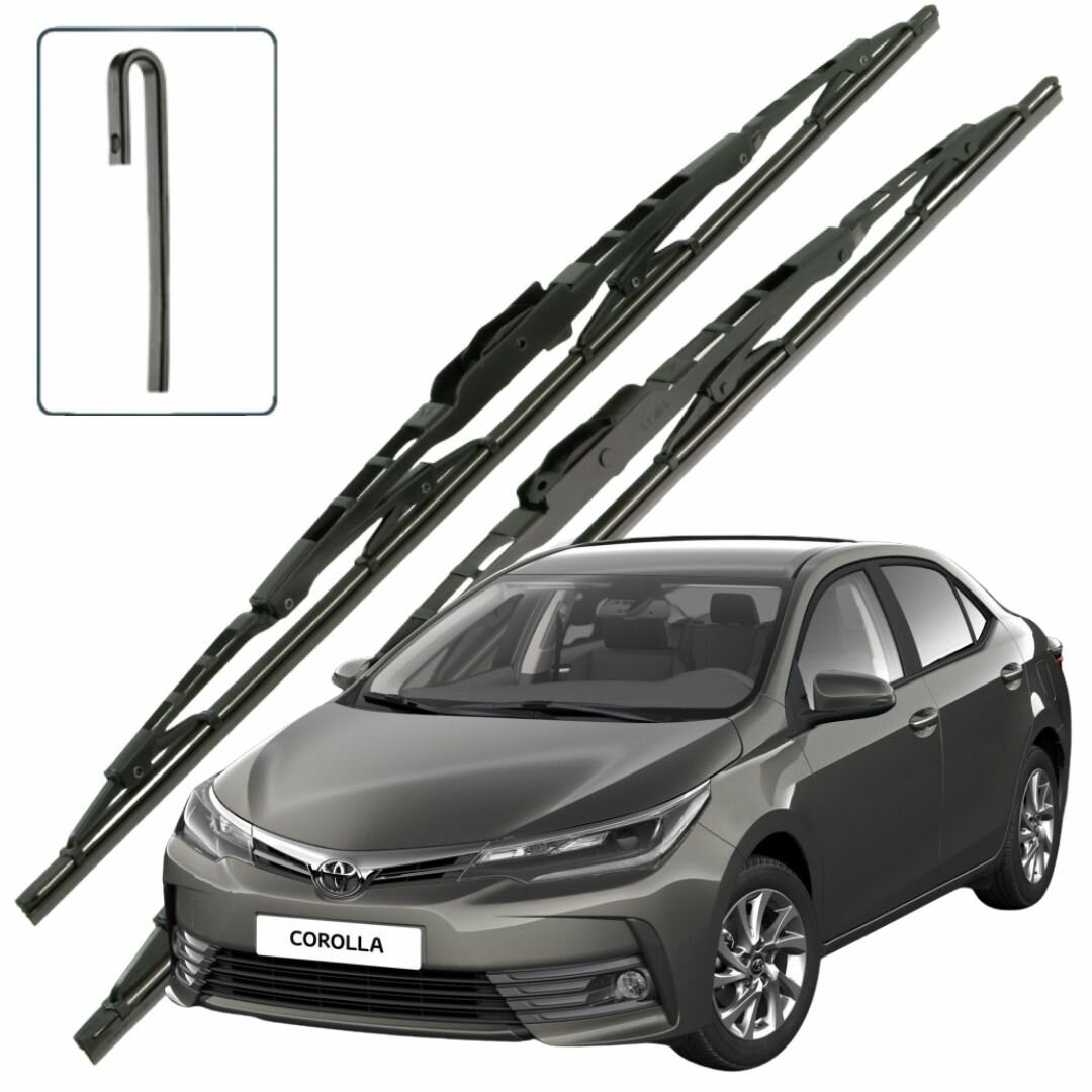 Дворники Toyota Corolla (11) E180 / Тойота Королла Е180 седан рест. 2016 / 2017 / 2018 / 2019 Щетки стеклоочистителя каркасные для автомобиля 650мм-350мм к-т 2шт.