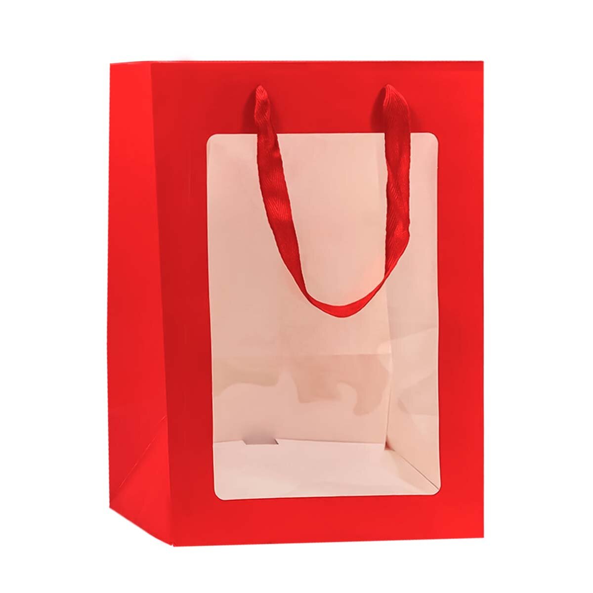 Пакет для цветов Дон Баллон прозрачное окно, красный, 250 г, 30х20х16 см