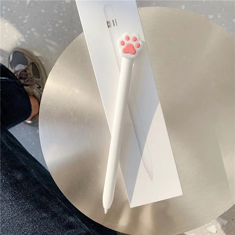 Силиконовый чехол Kawaii Cat Paw для Apple Pencil 1 2 White-For 1st
