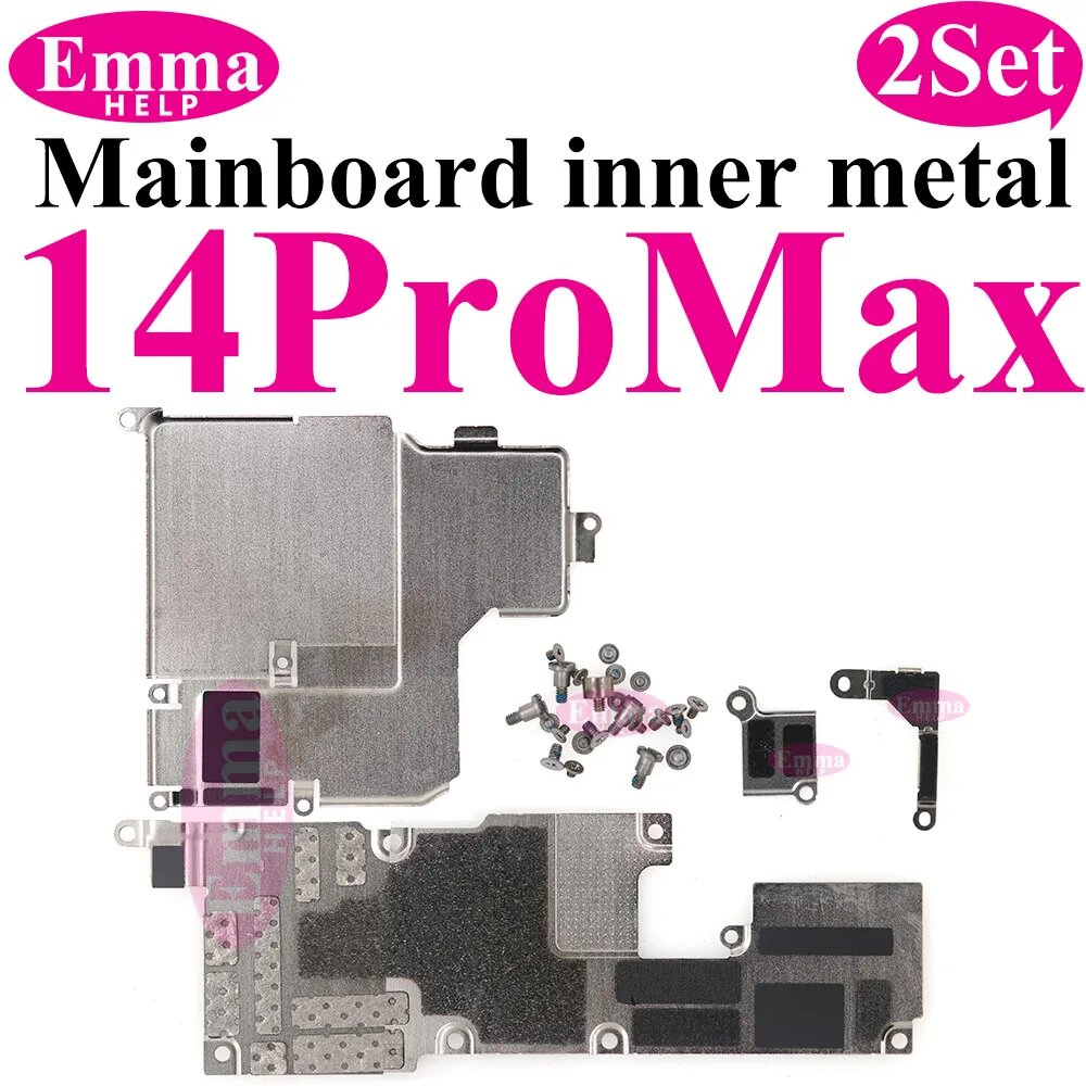 2 комплекта внутренней металлической крышки, внутренняя железная пластина материнской платы с винтами для iPhone 13 12 15 Pro Max 14 Plus, держатель кронштейна, винтовые детали 2Set 14ProMax
