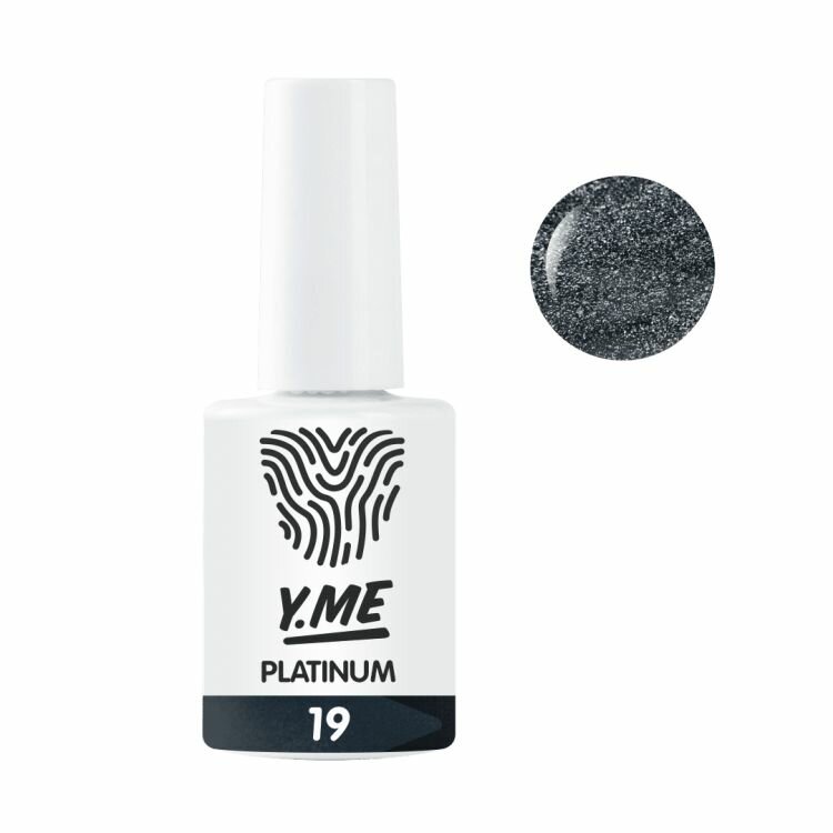 Y.ME Гель-лак Platinum 19 (черный) 10мл, для ногтей с платиновым эффектом, для маникюра и педикюра