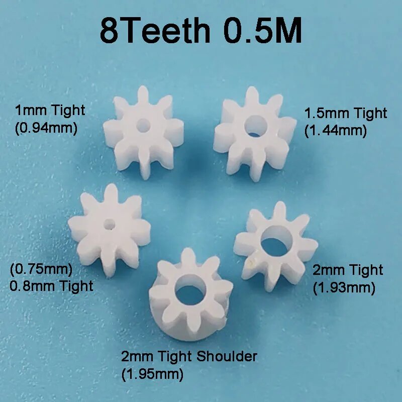 Пластиковые шестерни 8 зубьев, отверстие 1mm, 10 шт