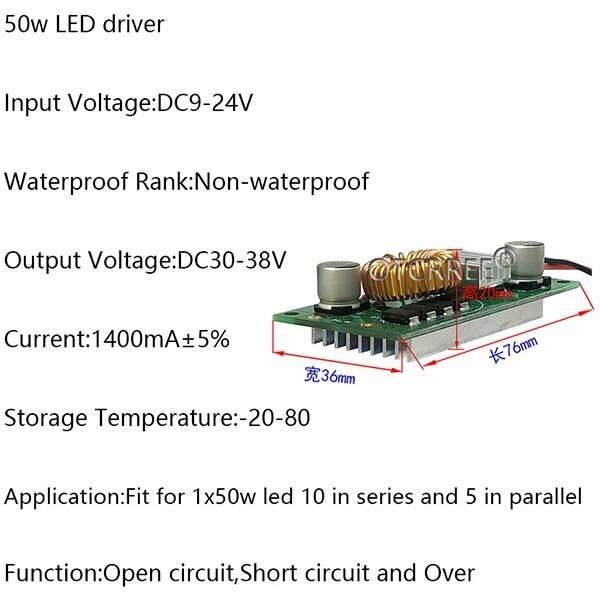 LED драйвер 50W DC 9-24V 30-38V 1400mA