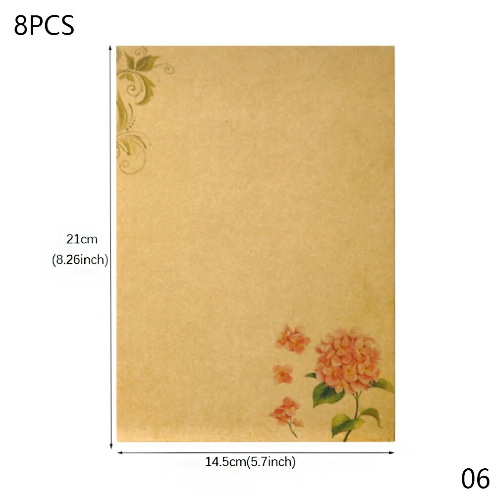 Ретро винтажная бумага для письма 8 листов 06