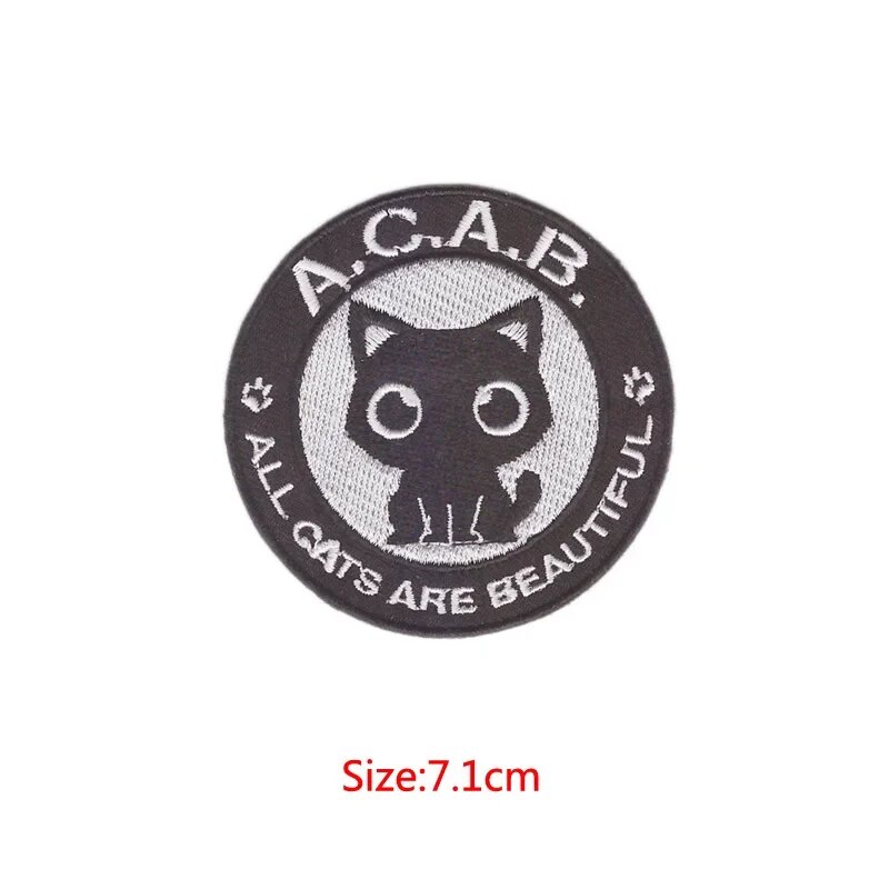 Вышитая нашивка "ACAB. Все кошки красивы", 7.1см, цвет 8