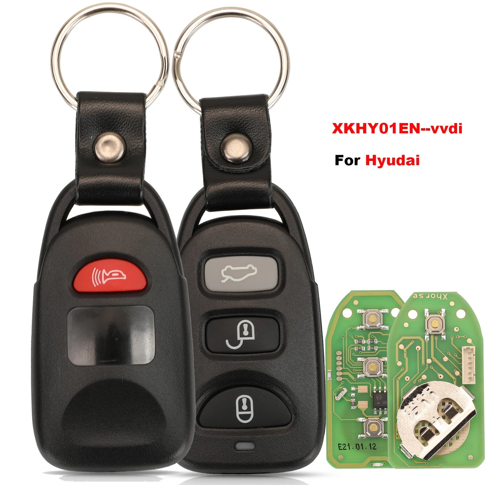 Дистанционный ключ для Hyundai 3+1 кнопки, черный, XKHY01EN, VVDI