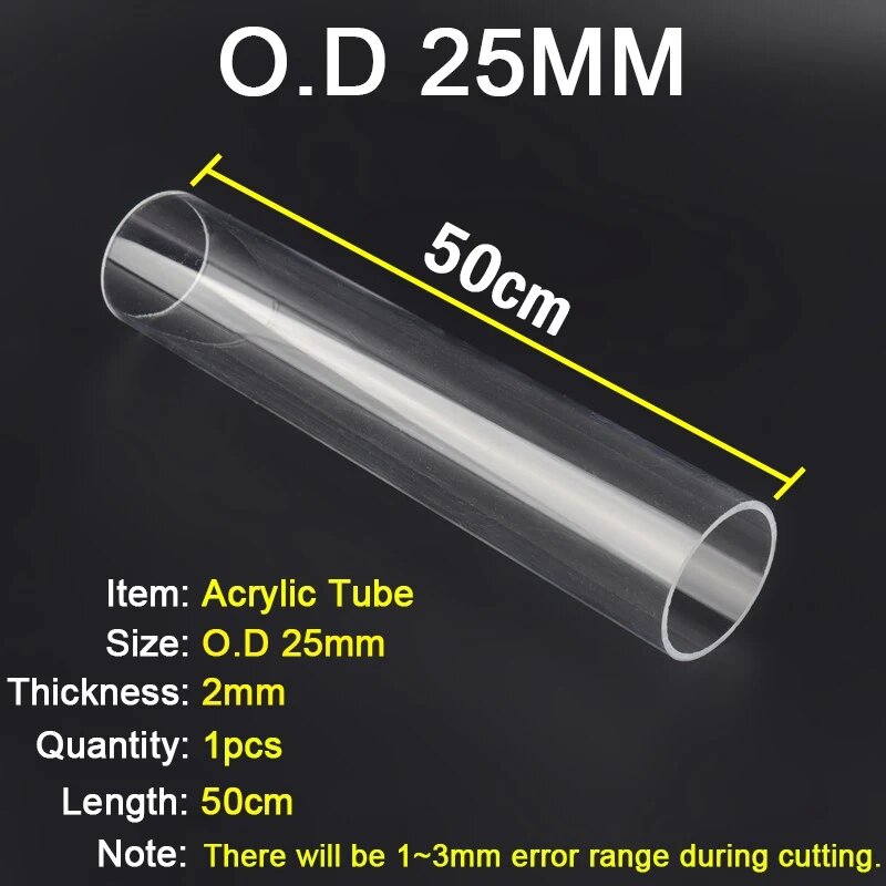 Прозрачная акриловая труба PMMA 50 см Outer Dia 25mm