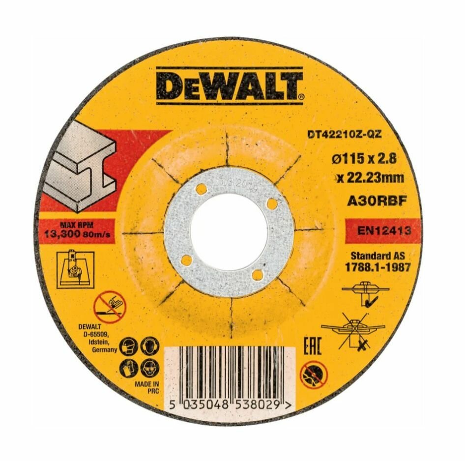 Круг отрезной по металлу INDUSTRIAL (115x22.2 мм) DEWALT DT42210Z