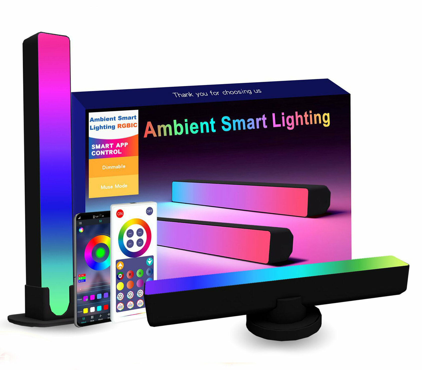 Светодиодные умные RGB лампы с пультом управления и Bluetooth для телевизора, светомузыка для вечеринки