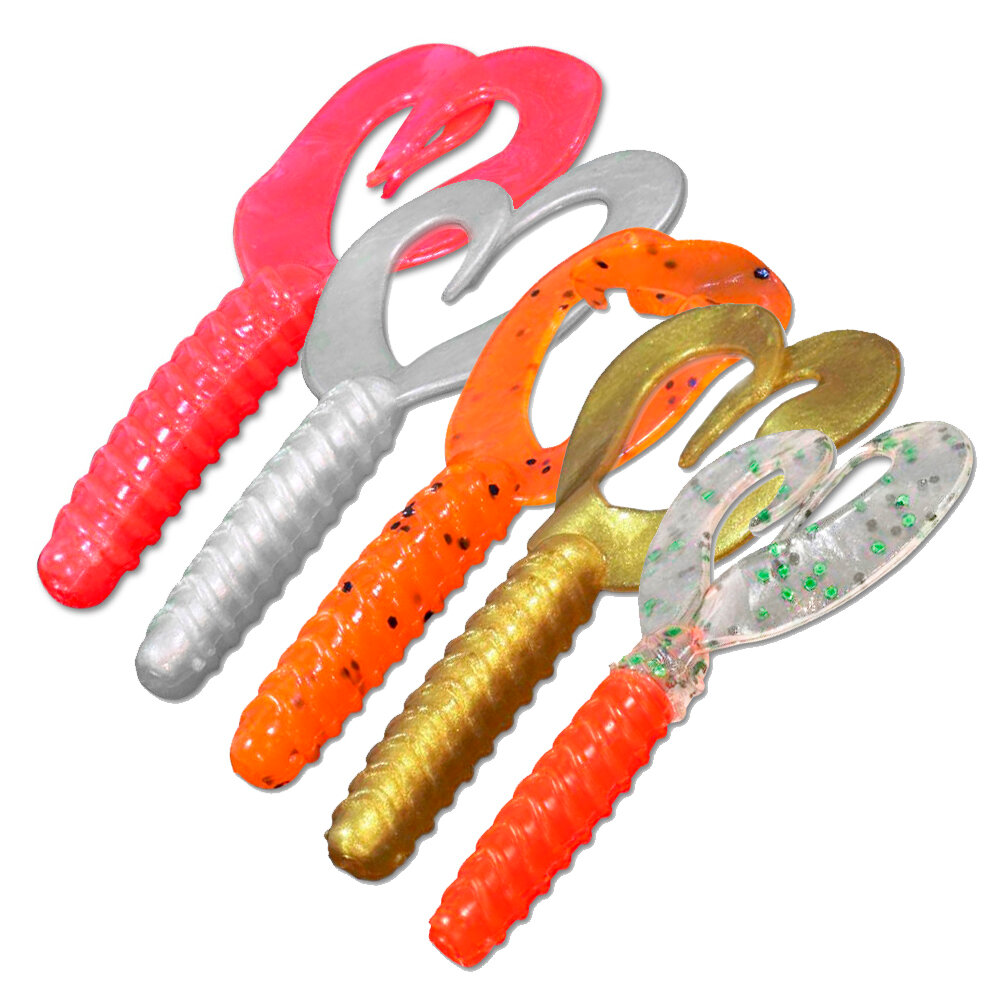 Твистер Trout Pro "DIPLURA", тонущий, оранжевый, 90x90 мм, 10 шт.