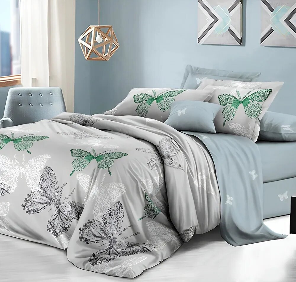 Постельное белье Перкаль Elite "Бабочки" 100% хлопок 1.5 спальное