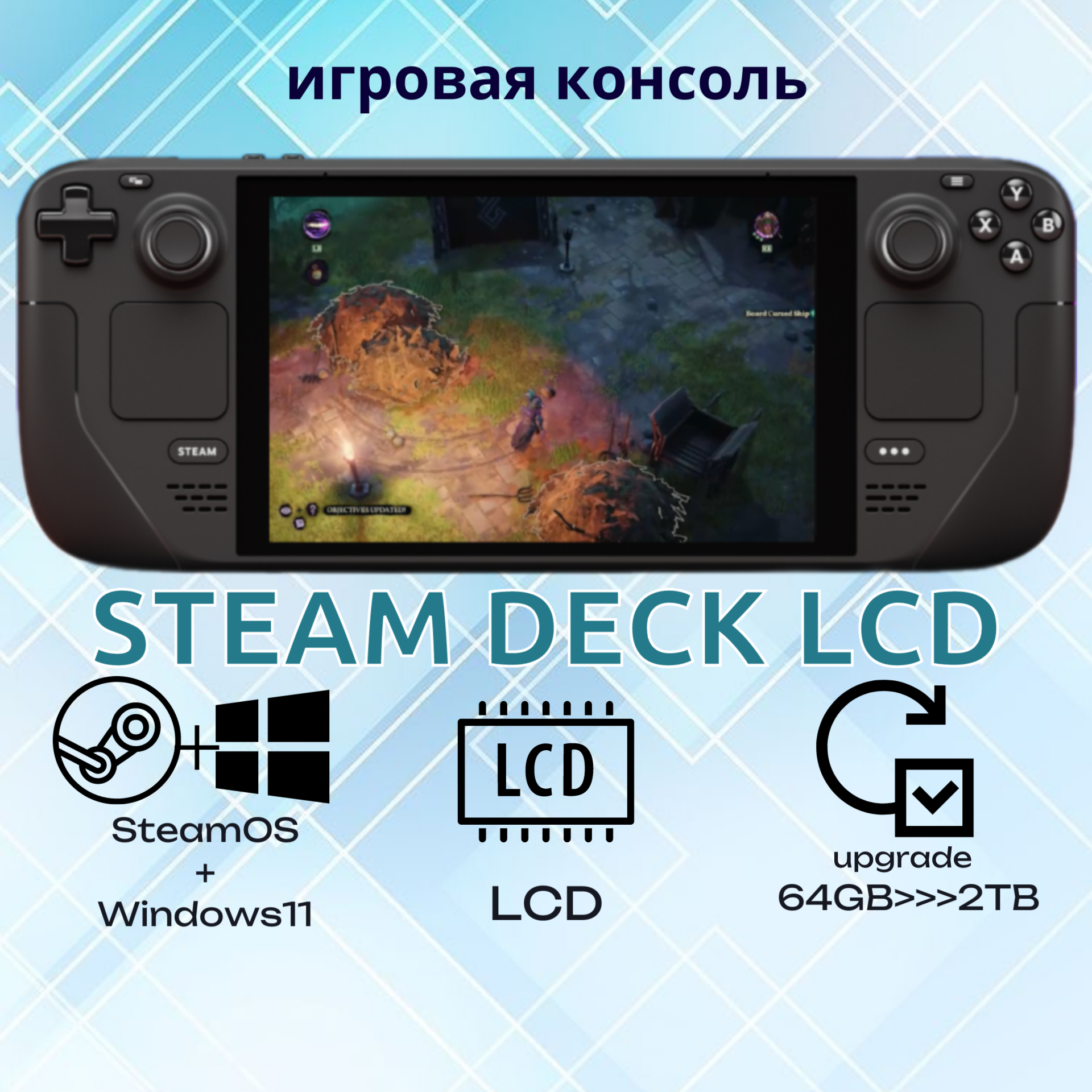 Игровая приставка Valve Steam Deck LCD (DualBoot: Windows 11 + SteamOs) 2 ТБ SSD