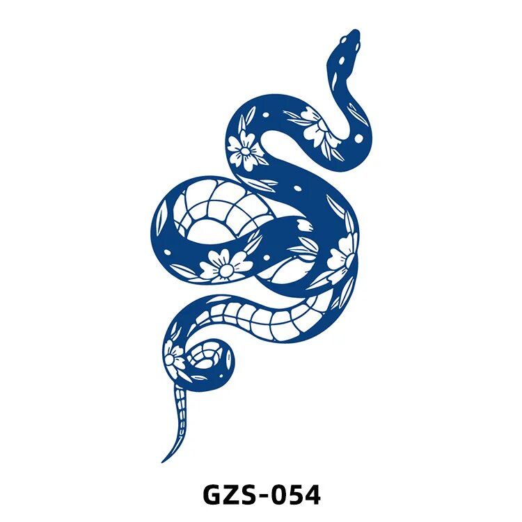 Временная тату "Змея с цветами", GZS-054