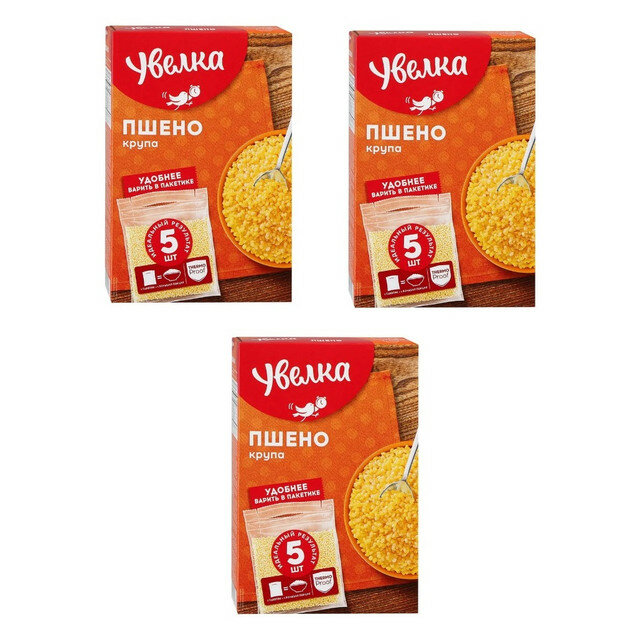 Увелка Пшено, 5 пакетиков по 80 г, 3 уп