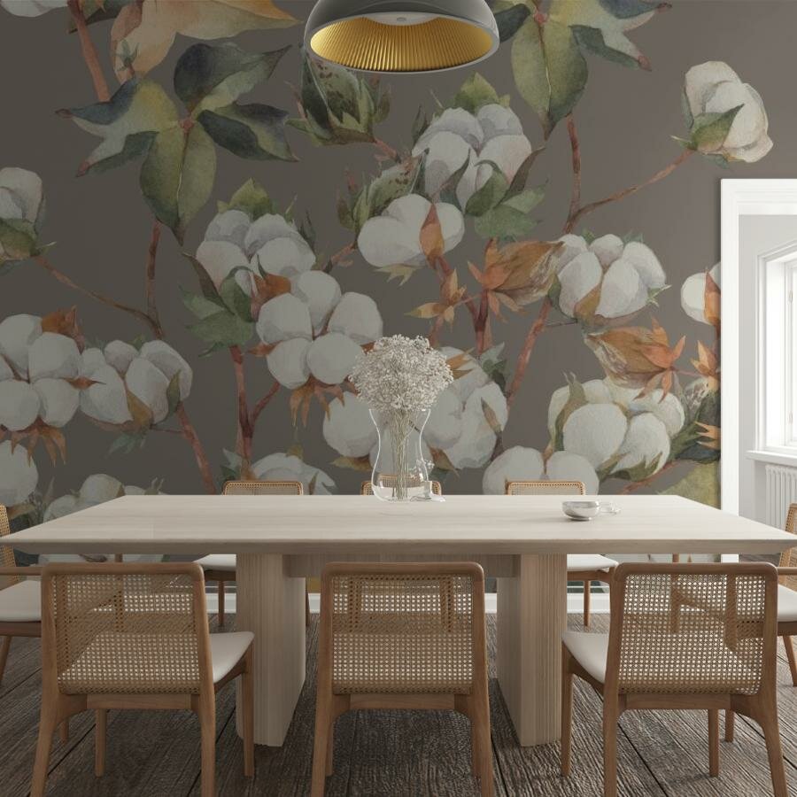 Фотообои Цветок хлопка 9-1520-S-Флекс 270 x 200 см (ВхШ) Бесшовные, флизелиновые, влагостойкие обои