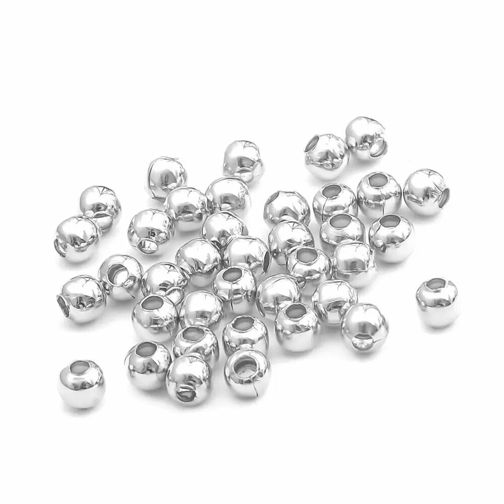 Металлические бусины Beadia круглые гладкие 2 3 4 5 6 мм 500 шт Серебряный, 2.4mm 500pcs, Sliver