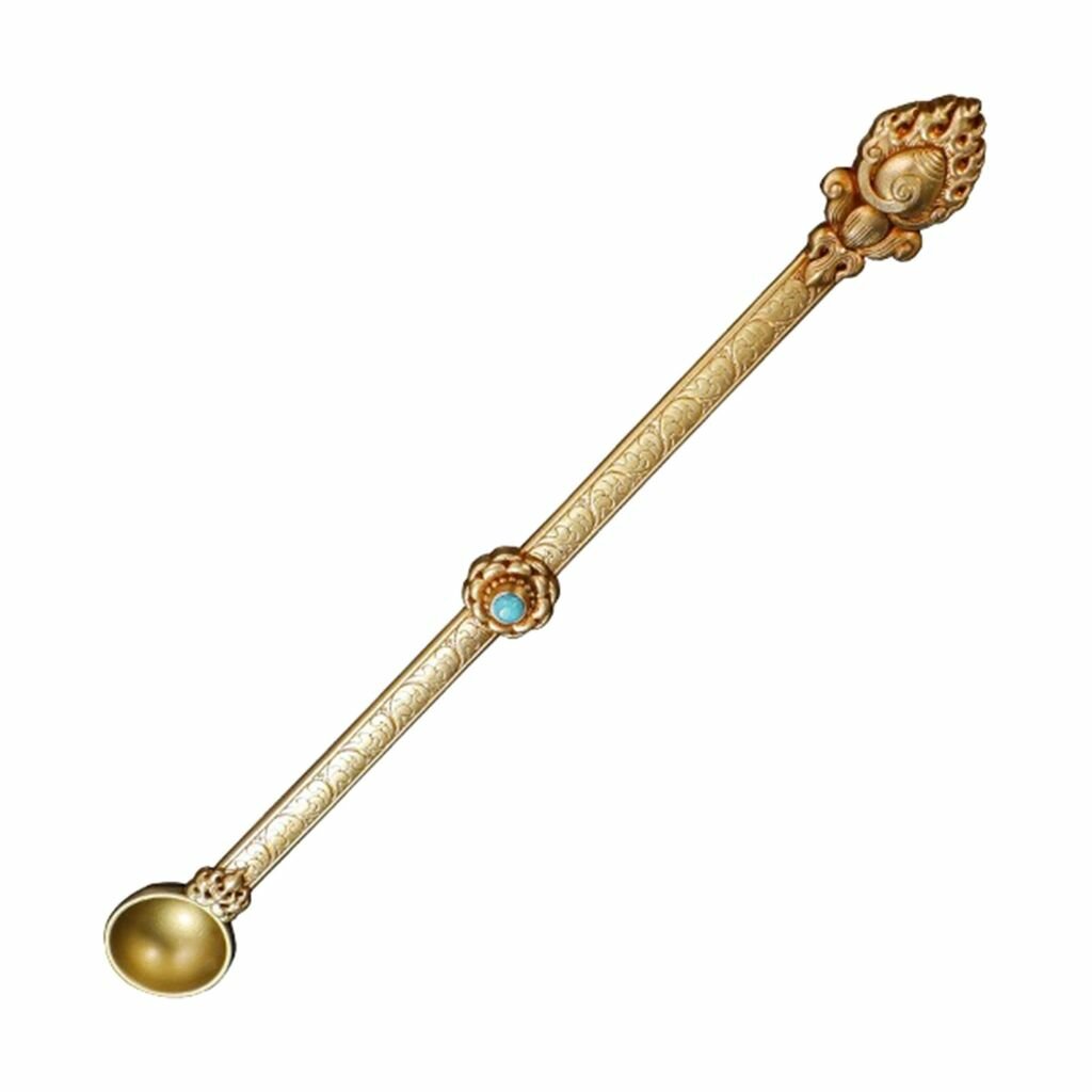 (1 штука) Тибетская ложка для манны из чистой меди-Сапфир