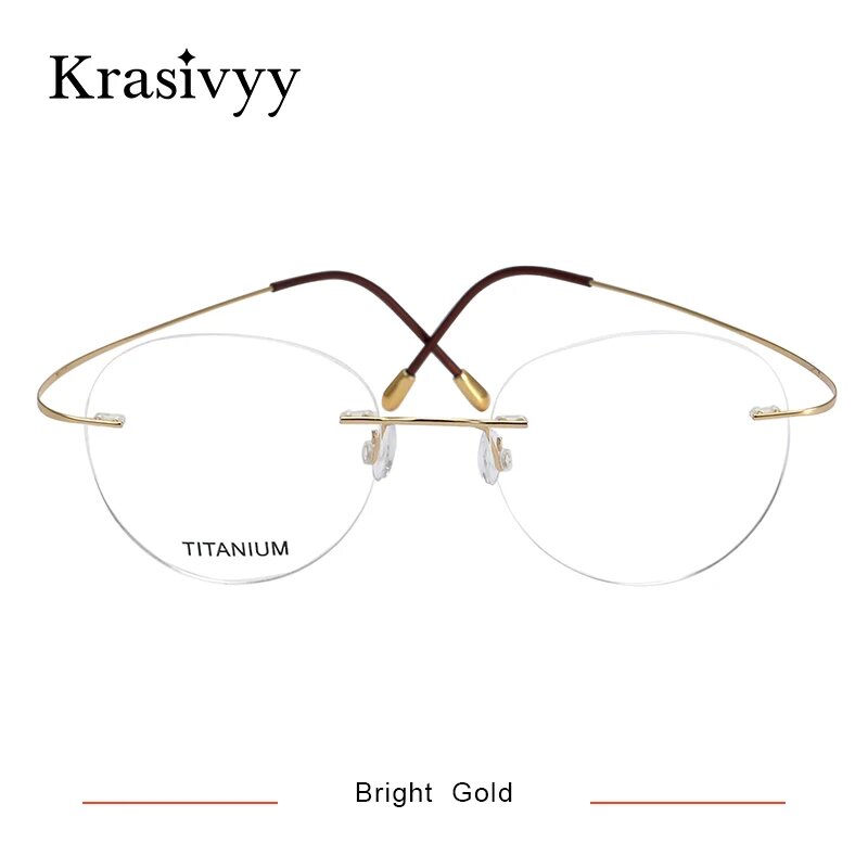 Круглые титановые очки Krasivyy Bright Gold