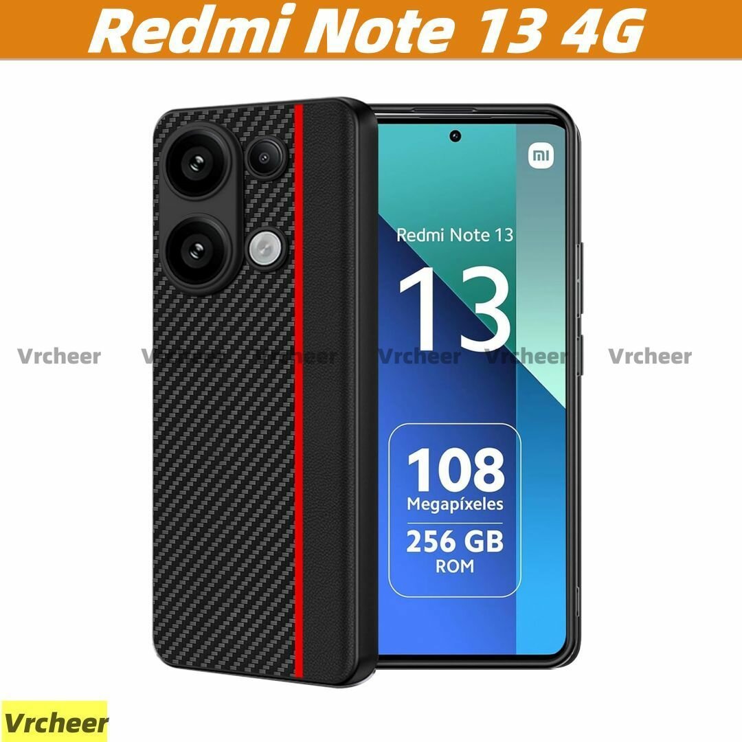 Противоударный Роскошная кожа и матовой отделкой под карбон чехол для Redmi Note 13 4G(Редми Ноут 13 4G)