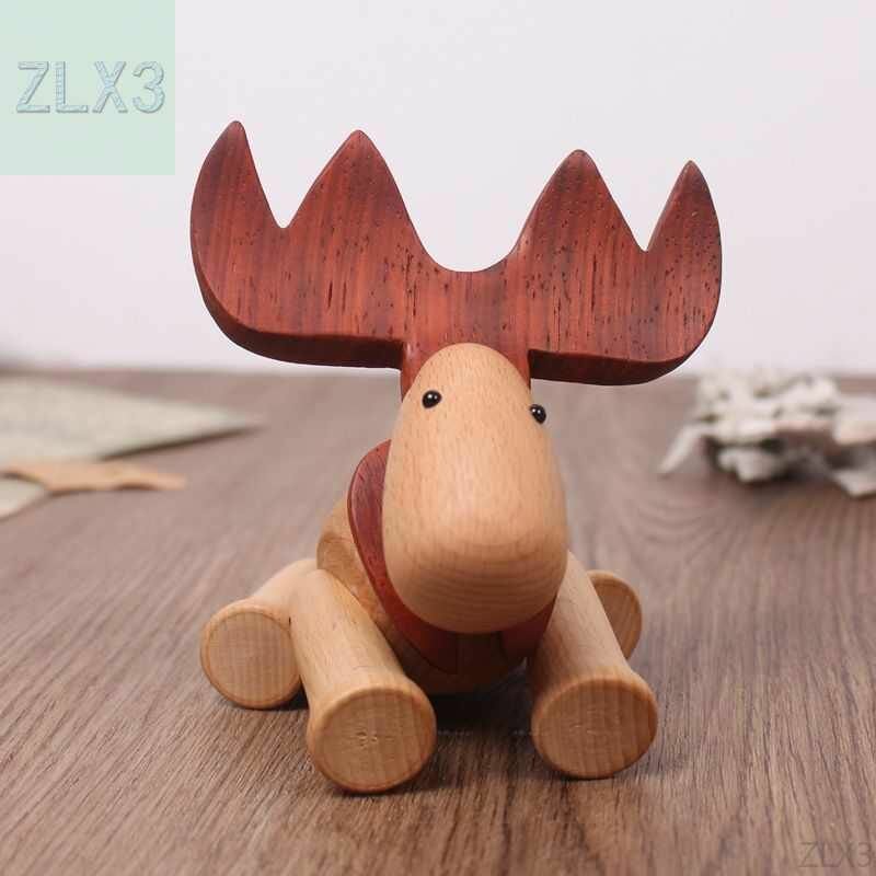 Рождественский олень из натурального дерева - креативный настольный игрушечный подарокZXL3