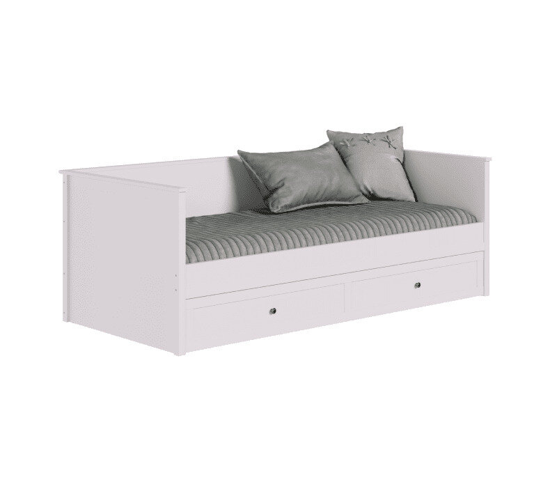 Кровать односпальная с выдвижными ящиками БРВ-Мебель EWA LOZ 90 белая ш. 99 см, в. 74,5 см, д. 209,5 см.