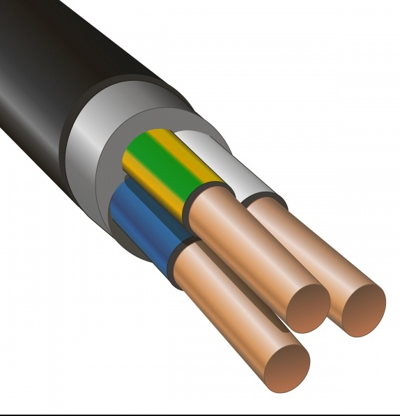 Кабель ВВГнг, медный,3 жилы, сечение 10 мм², негорючий, чёрный, 10 метров