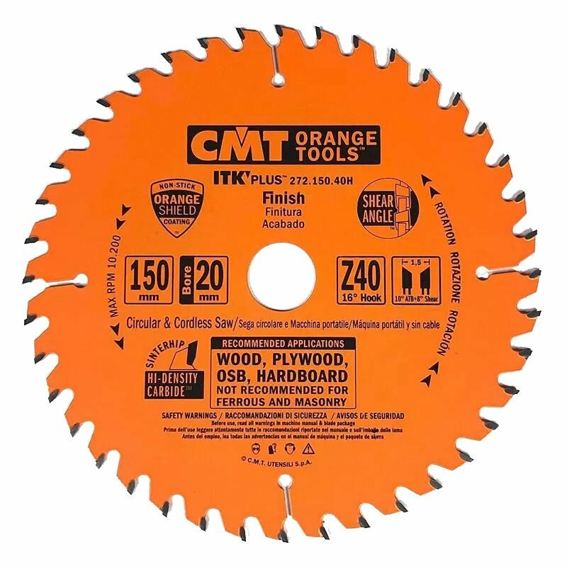 Диск пильный СМТ Италия ультратонкий для продольного и поперечного пила 150x20(+16)x1,5/1,0 16 10 ATB + 8 SHEAR Z40