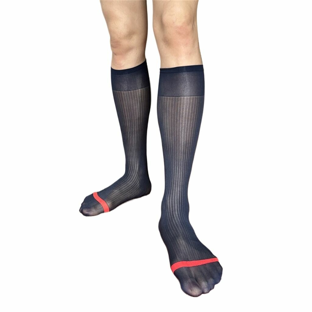 Мужские деловые чулки-красная линия и зеленые тонкие полоски