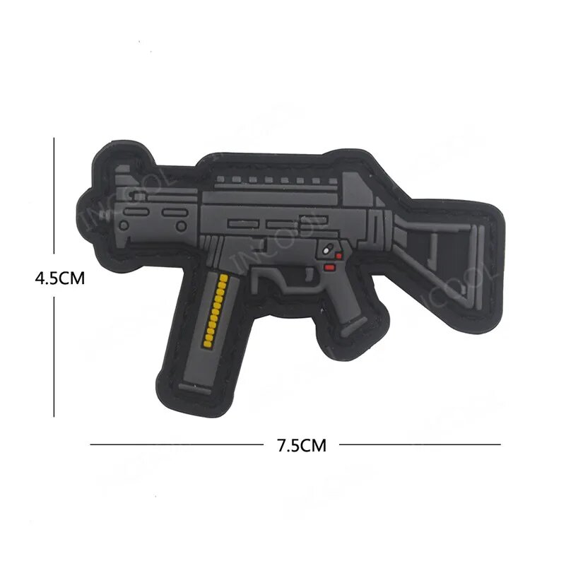 3D резиновая нашивка пистолет AK Черный, 10 PVC