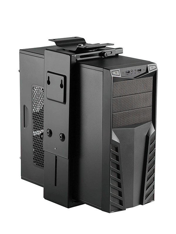 Держатель системного блока подвесной, кронштейн, крепление к столу, универсальный, телескопический, поворотный на 90 градусов, раздвижной, регулируется по высоте от 30 см до 53 см, по ширине от 9 см до 20 см