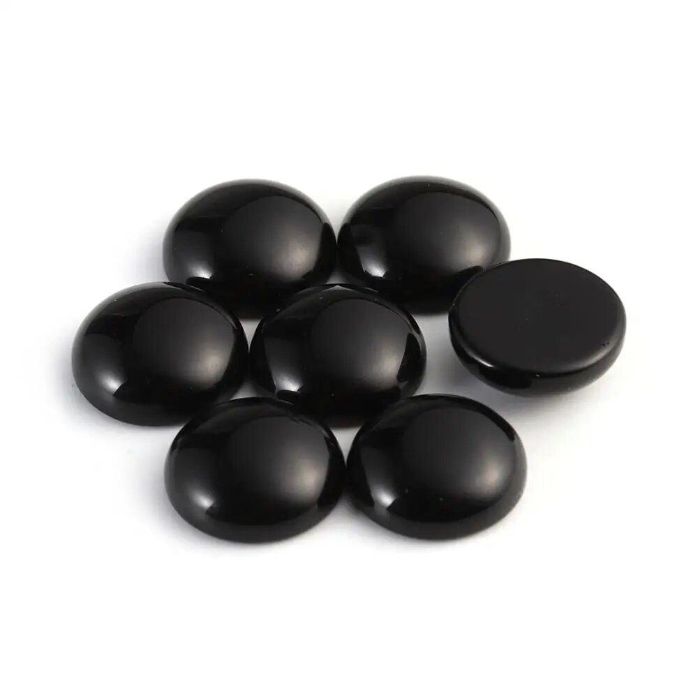 Кабошоны из натурального камня 10 шт, 4/6/8/10/12 мм diycabochon Черный, 10 мм, black stone