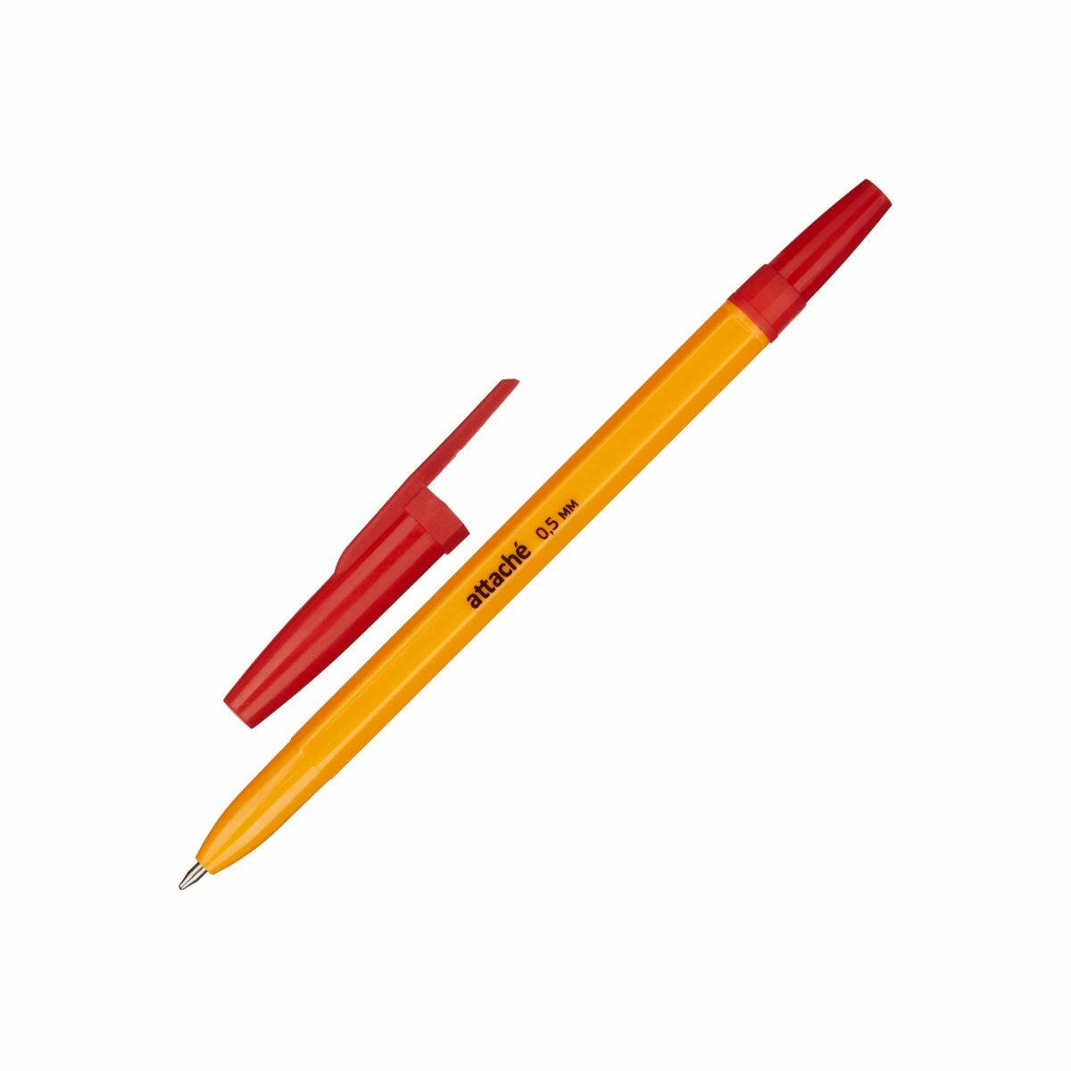 Ручка шариковая Attache Economy (0.5мм, красная, оранжевый корпус), 1шт.