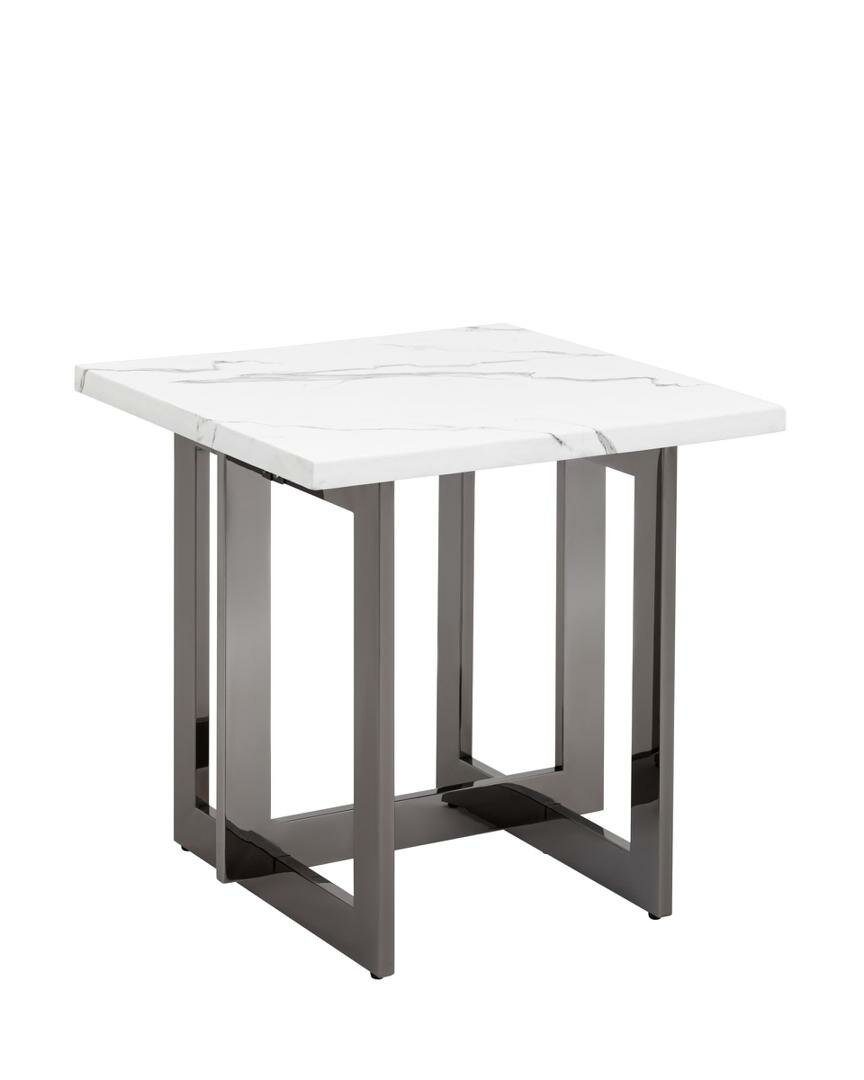 Stool Group Журнальный стол столик Нэйтан 122*61 белый мрамор каркас нержавеющая сталь темный хром, 61*61*61 см, арт. УТ000036330