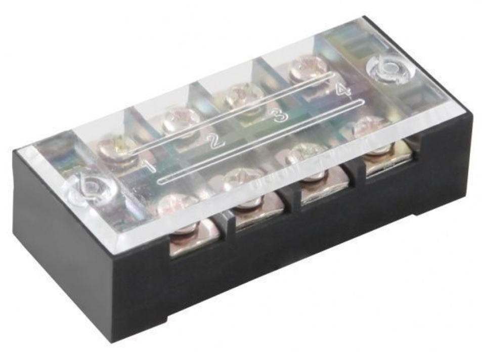 Блок зажимов Техэнерго ТВ-2504, в корпусе из пластика, черный, 25А, 4 пары контактов / электрика