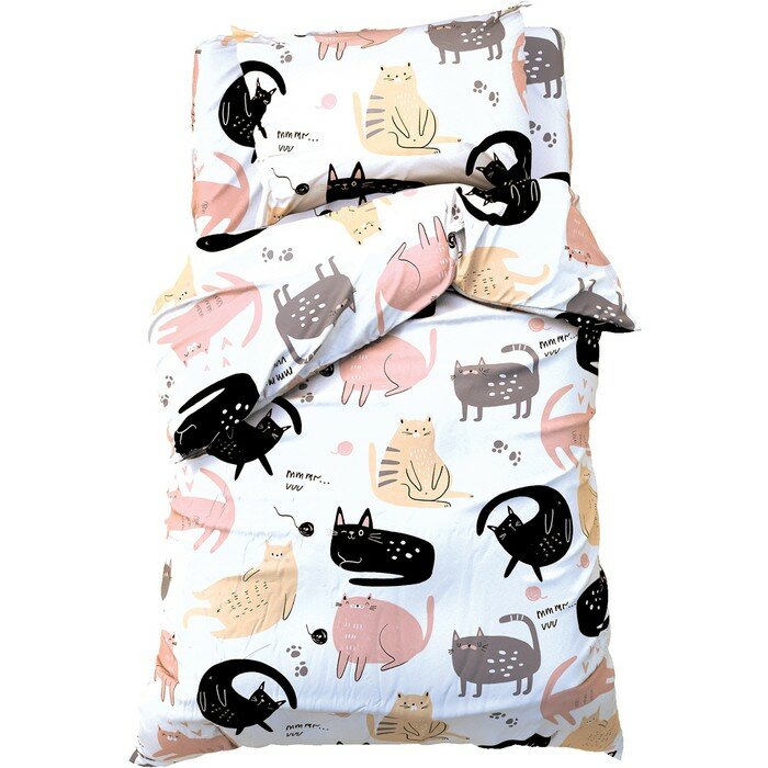Постельное белье Этель 1,5-спальное Cat party, 143х215 см, 150х214 см, 50х70 см 1 шт, 100% хлопок, бязь (7112189)