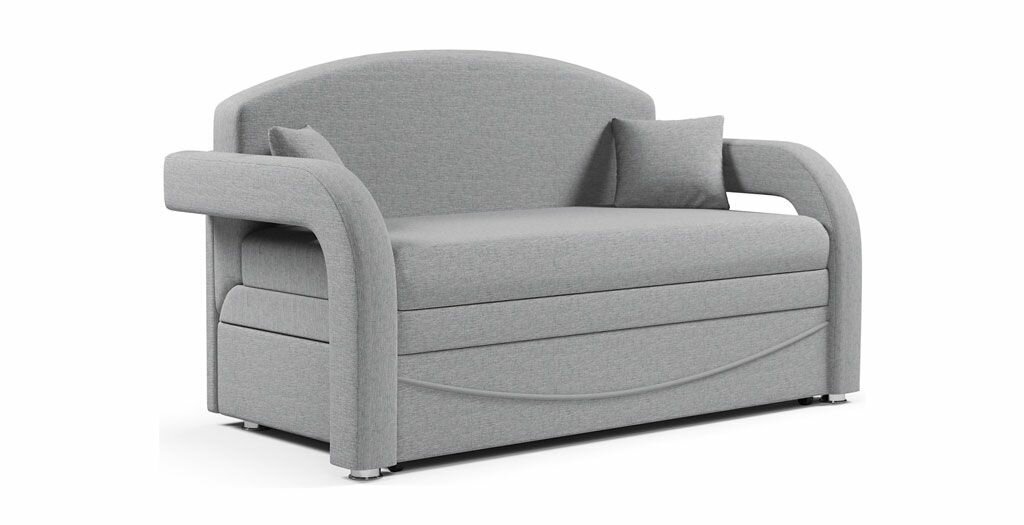 Диван-кровать Алекс 140, 165х80х87 см, рогожка Gray, рогожка, механизм Выкатной, детский диван раскладной, с ящиком