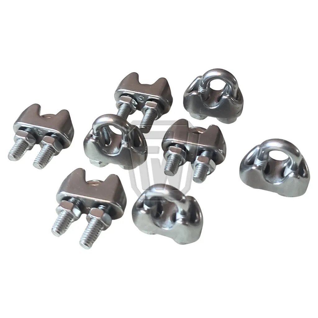 Зажим для троса DIN 741 из нержавеющей стали 3 мм, U-образный, 8 шт