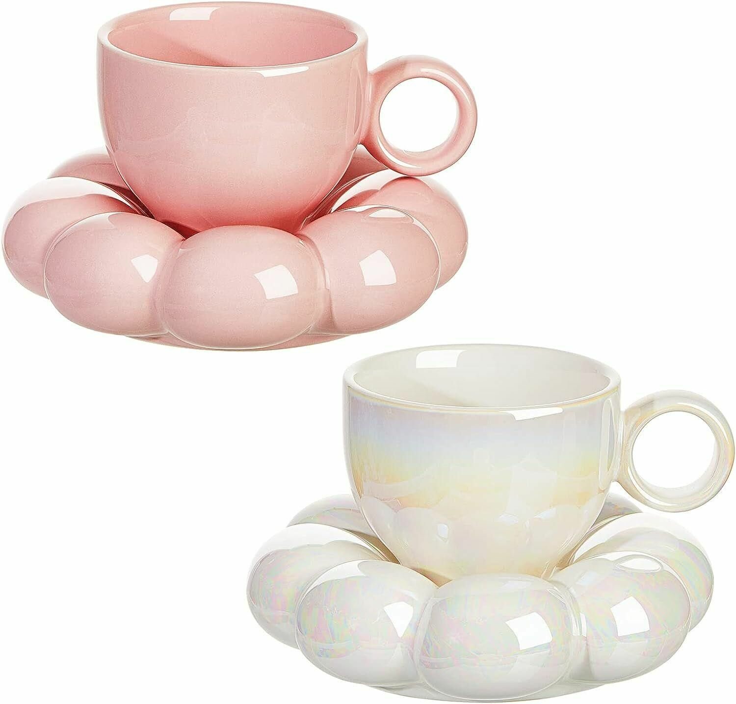 Набор кружек "Подсолнух", белый/розовый, керамика, 2 предмета