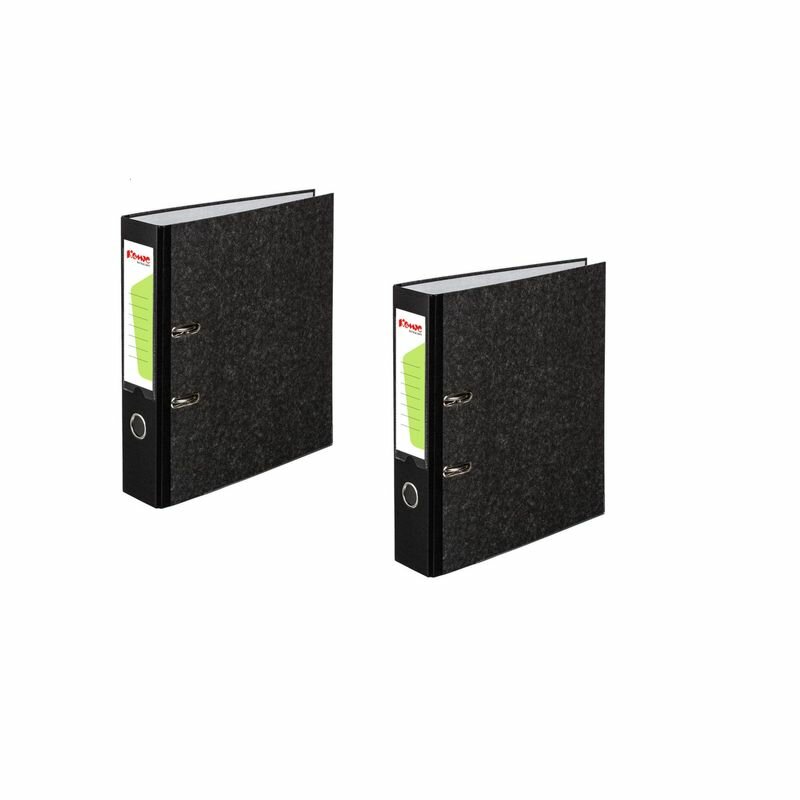 Комус Папка-регистратор, 75 мм, мрамор, черный корешок, 2 уп.