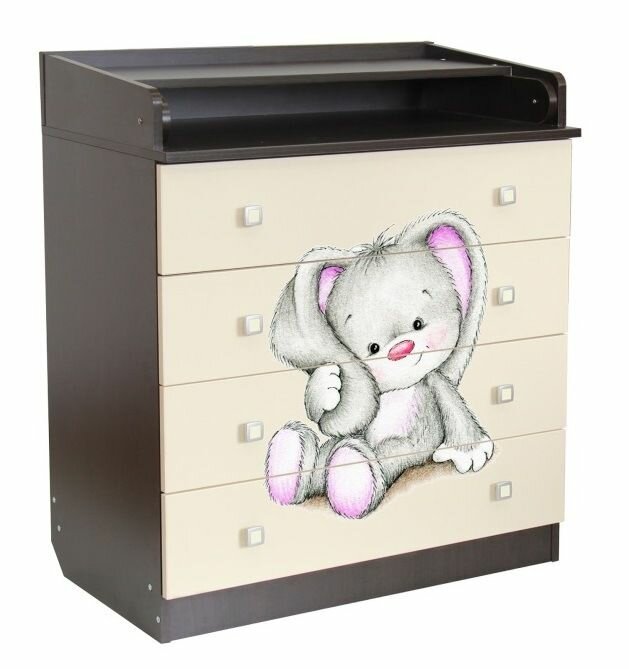 Комод детский с пеленальным столиком Фея 1580 Зайчонок 1041.5.12 венге- беж