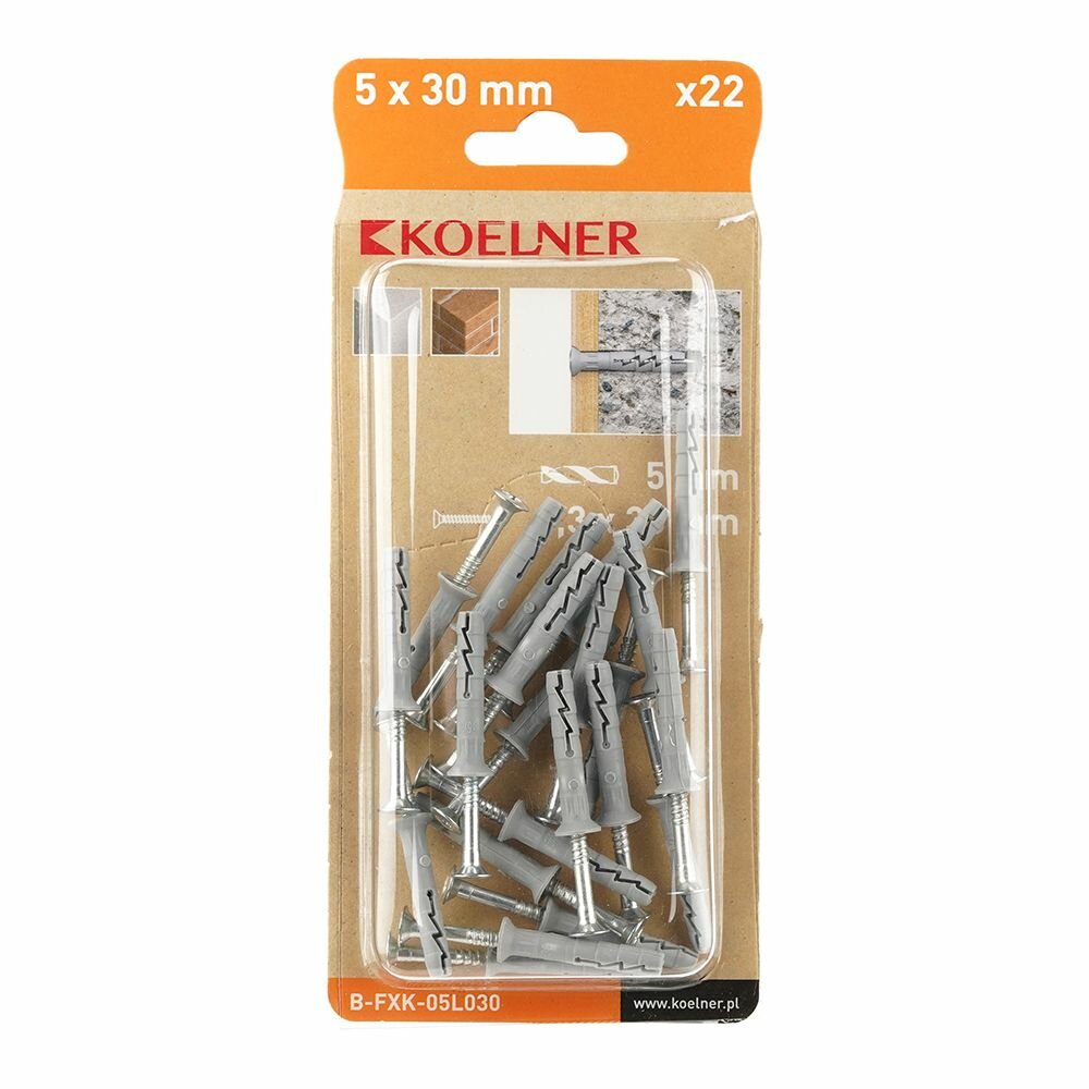 Дюбель-гвоздь с потайной манжетой 5х30 мм 22 шт